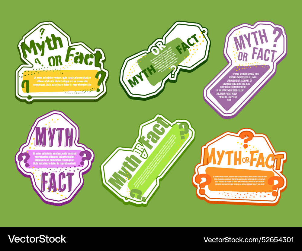 Colorful myth or fact banners displayed Royalty Free Vector