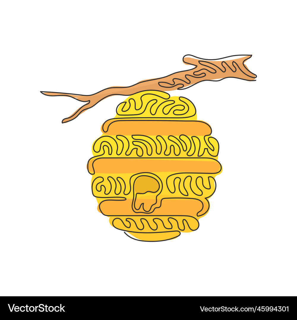 Continuous one line drawing honey hive hanging Vector Image