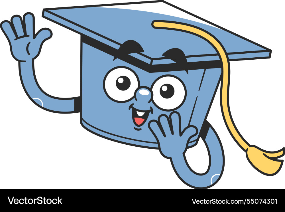 Cute academic graduation hat character Royalty Free Vector