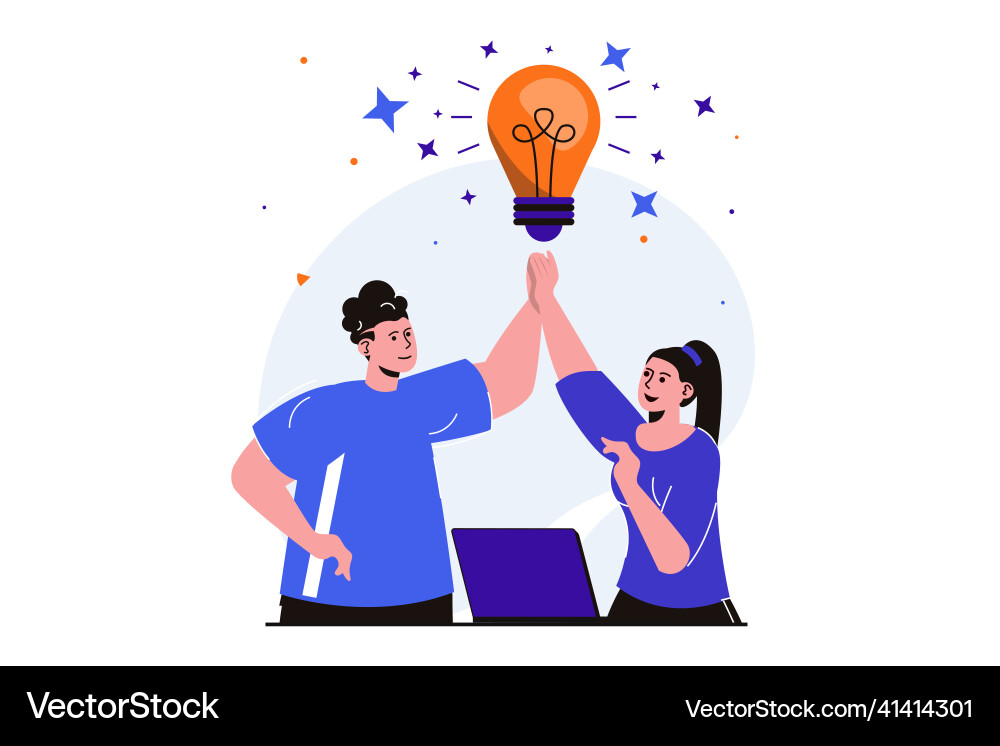 Teamwork modern flat concept for web banner design