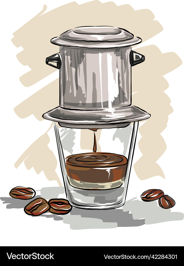 Vietnamese Coffee Drip Cafe Royalty Free Vector Image
