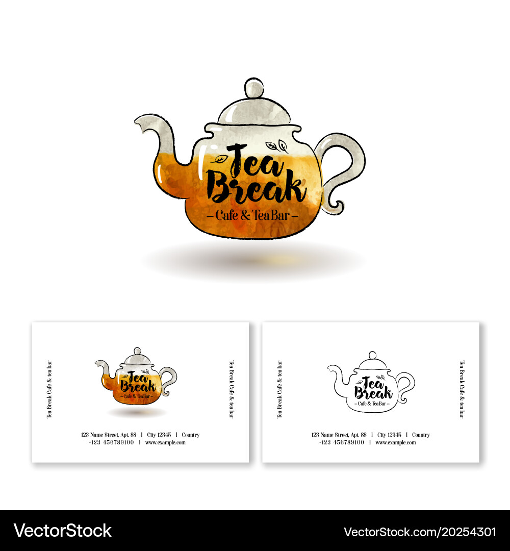 Yellow Teapot Cafe Logo Royalty Free Vector Image