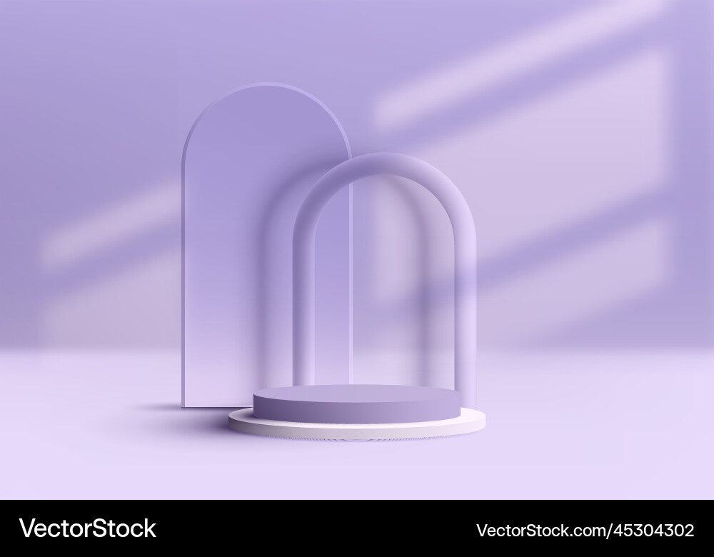 3d realistic empty purple and white cylinder Vector Image