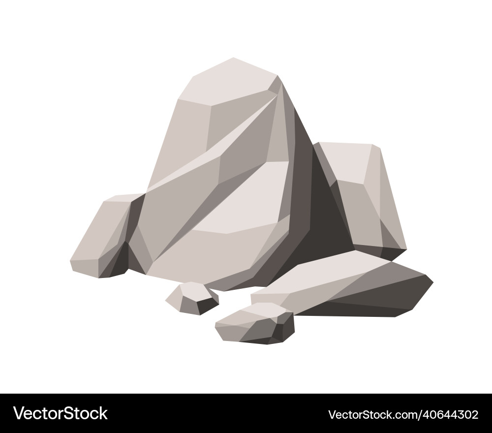 Big heavy rocks group of solid stones boulders Vector Image