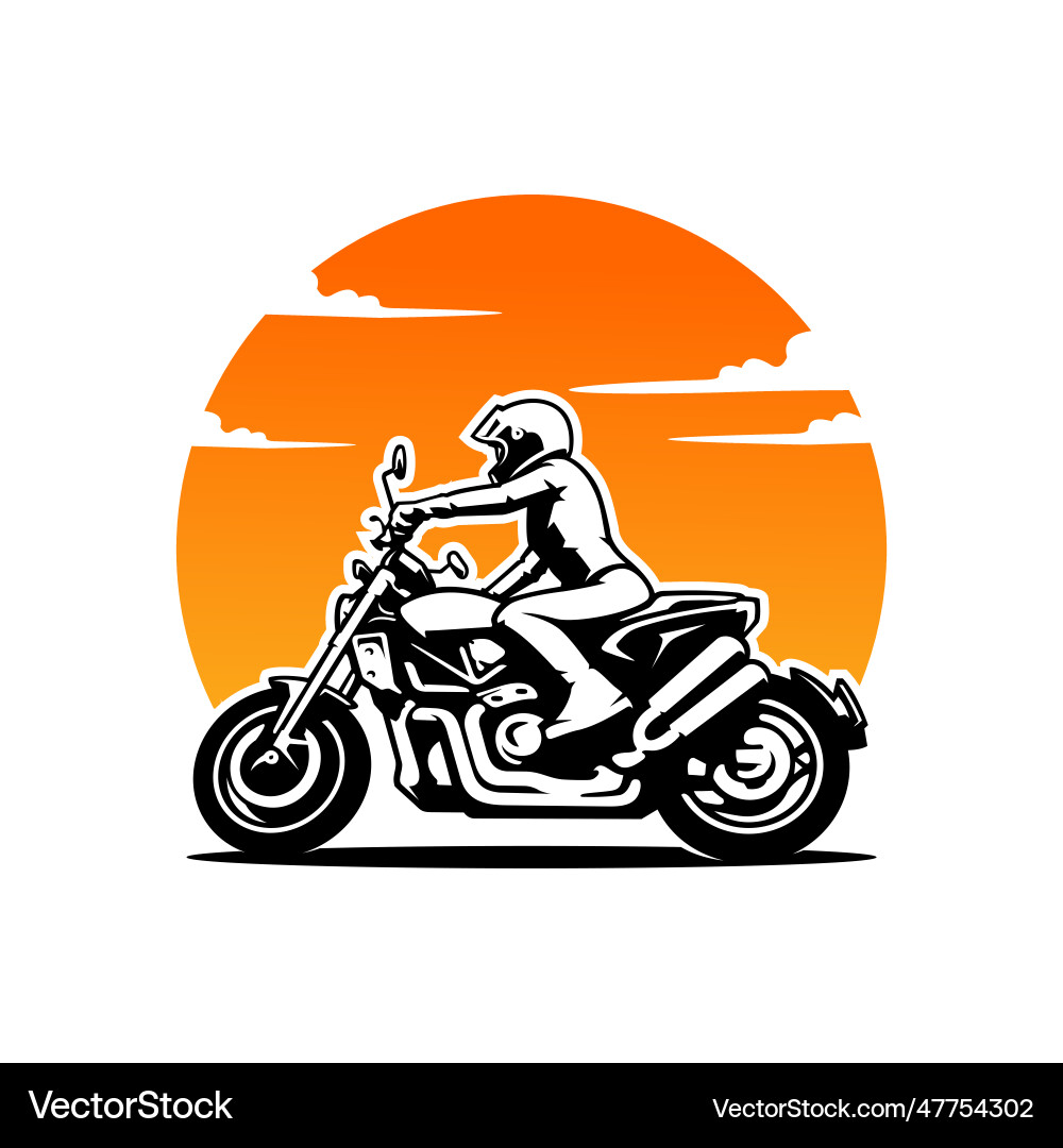 Biker riding motorcycle logo Royalty Free Vector Image