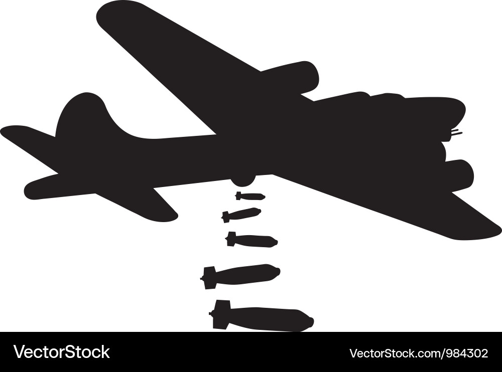 Bomber plane silhouette Royalty Free Vector Image