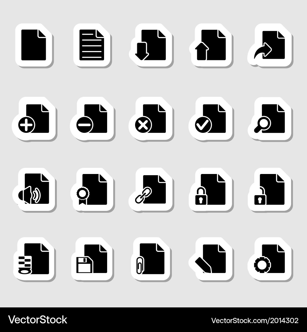 Documents icons set as labels Royalty Free Vector Image