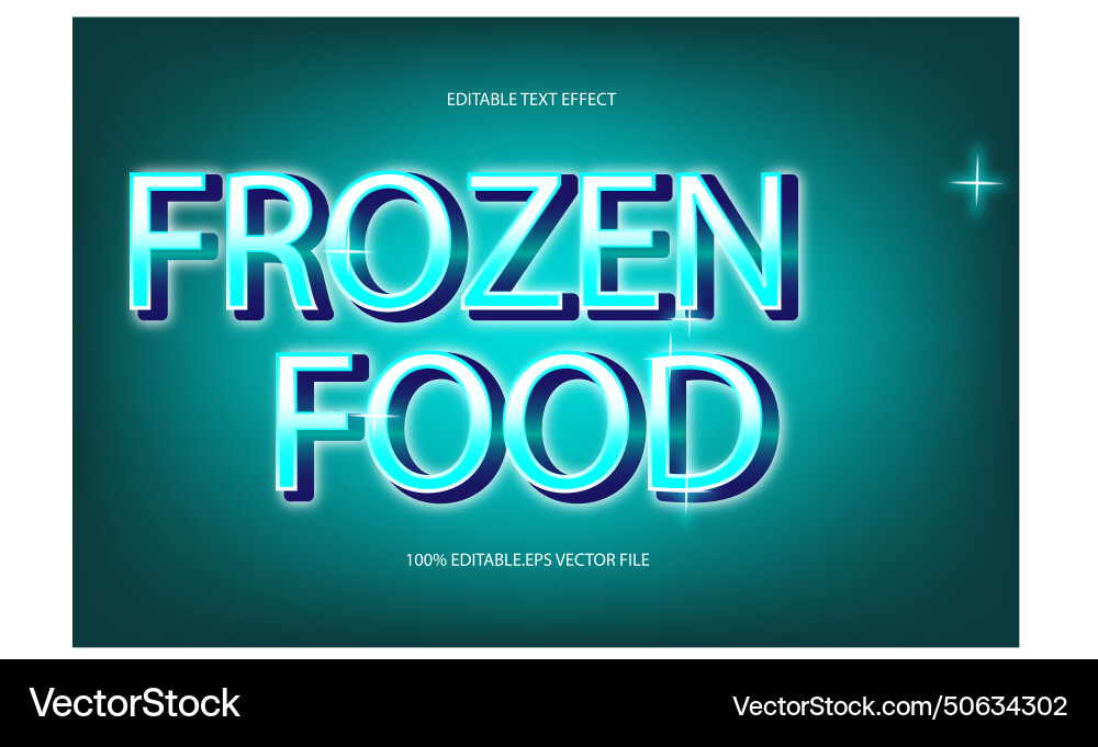 Frozen food editable text effect 3d emboss Vector Image