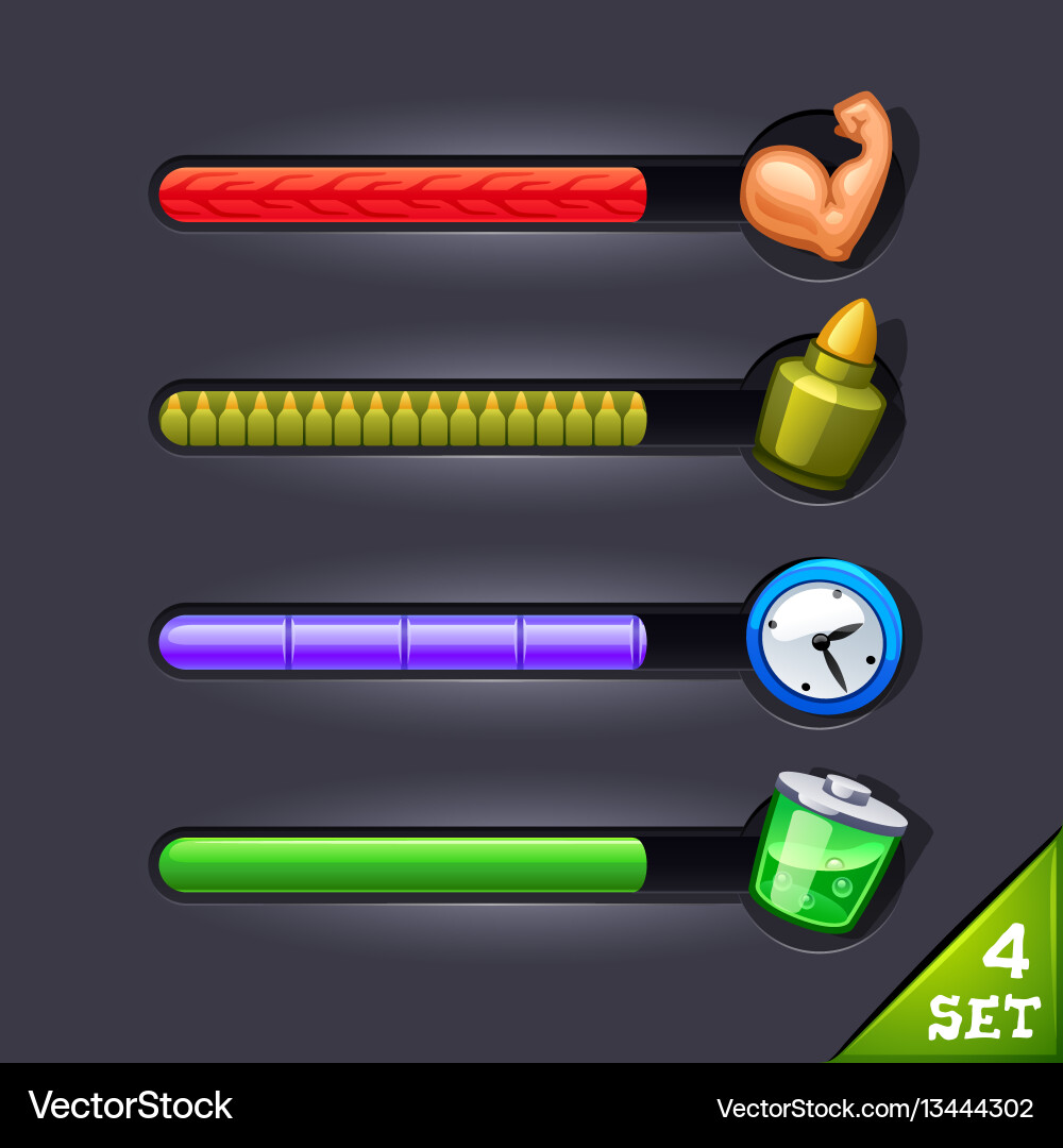 Game resource bar-set 4 Royalty Free Vector Image