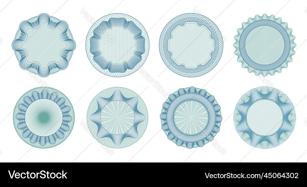 Guilloche rosettes money banknote watermark frame Vector Image