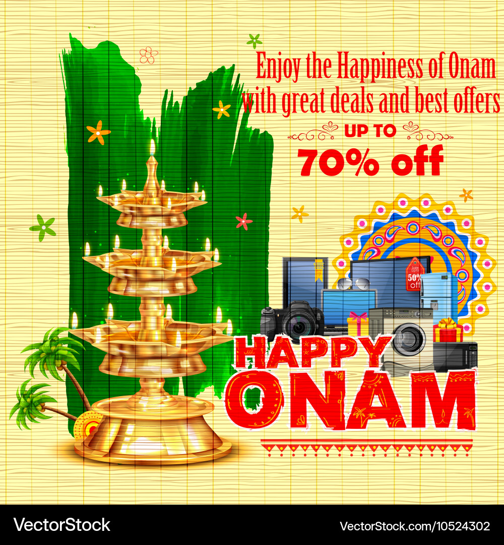 Happy onam sale offer Royalty Free Vector Image