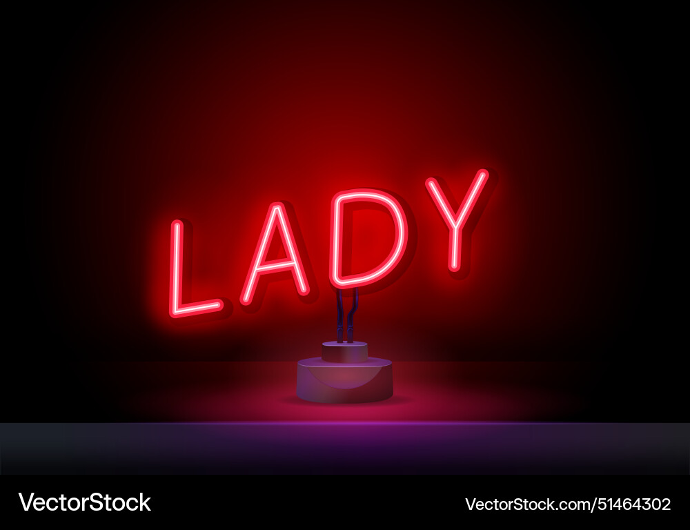 Lady neon text design template logo Royalty Free Vector