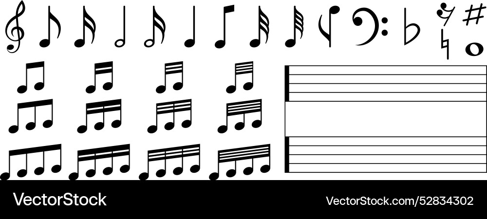 Musical notes icons Royalty Free Vector Image - VectorStock