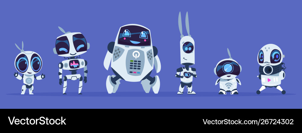 Robots evolution creative cartoon characters Vector Image