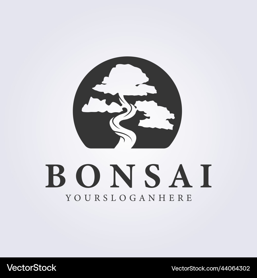 Vintage cut out bonsai logo design Royalty Free Vector Image