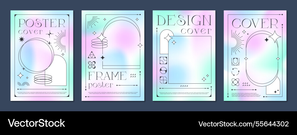 Y2k color gradient background poster covers frame Vector Image