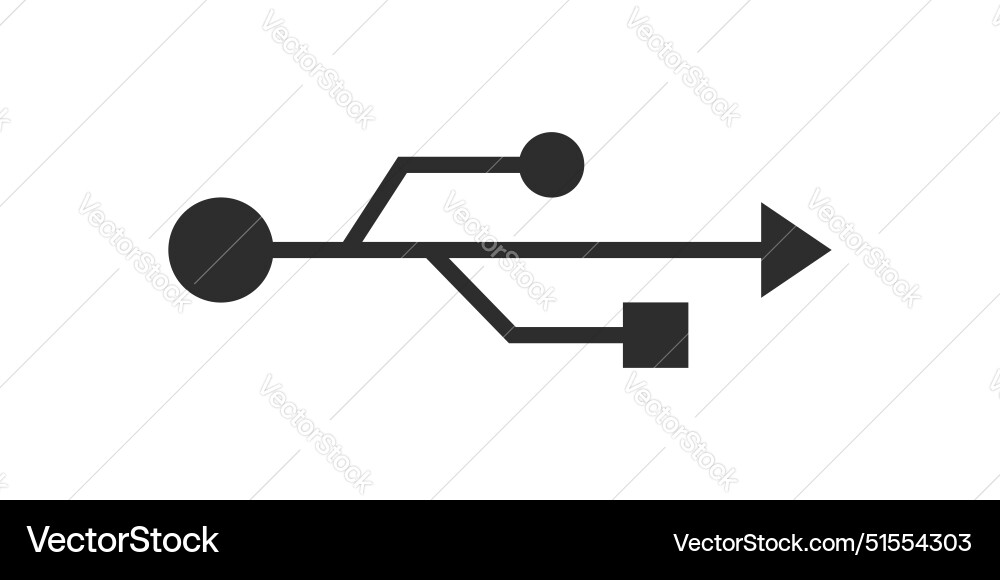 Black usb symbol icon Royalty Free Vector Image