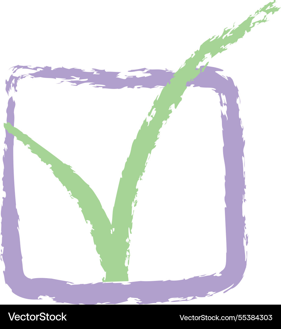 Check mark crayon hand drawn Royalty Free Vector Image