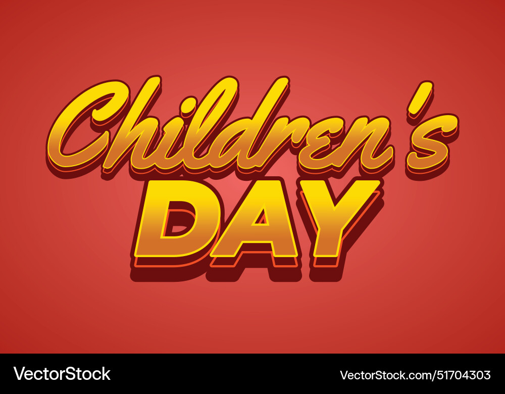 Children day text effect in good colors with 3d Vector Image