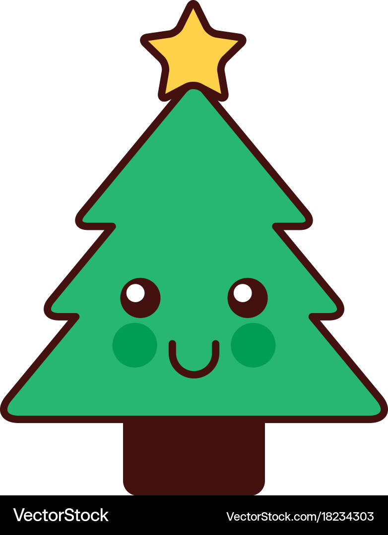 Cute Kawaii Christmas Tree Royalty Free Vector Image