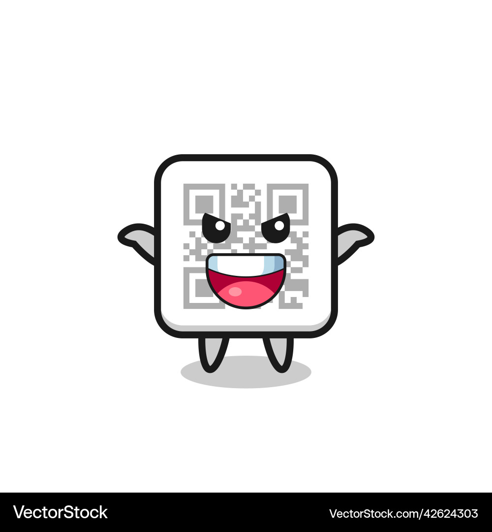 Cute qr code doing scare gesture Royalty Free Vector Image