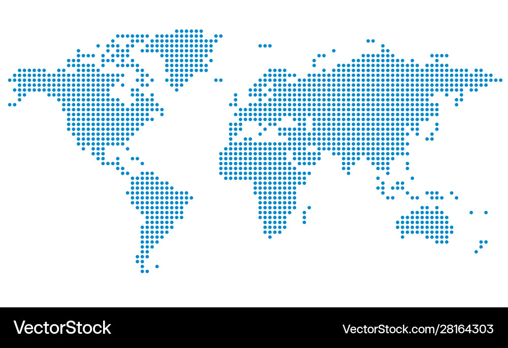 Dots world map on white background Royalty Free Vector Image