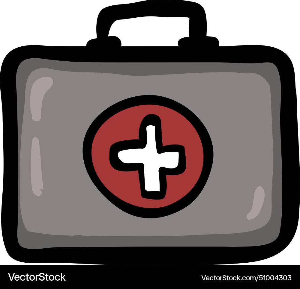 First aid kit hand drawn doodle icon Royalty Free Vector
