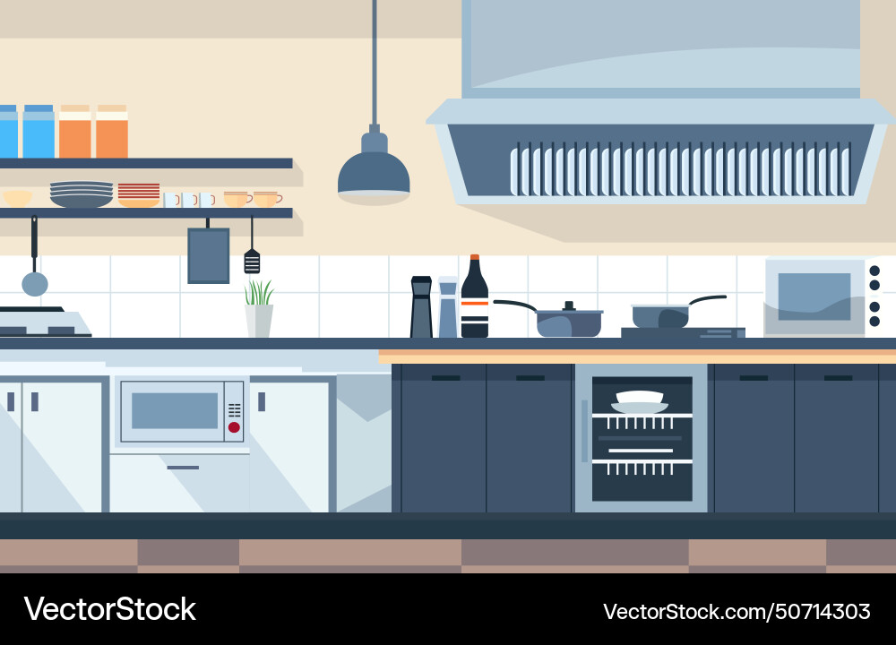 Flat design of modern kitchen interior Royalty Free Vector