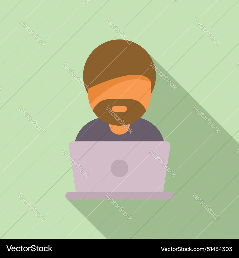 Flat design of person using laptop Royalty Free Vector Image