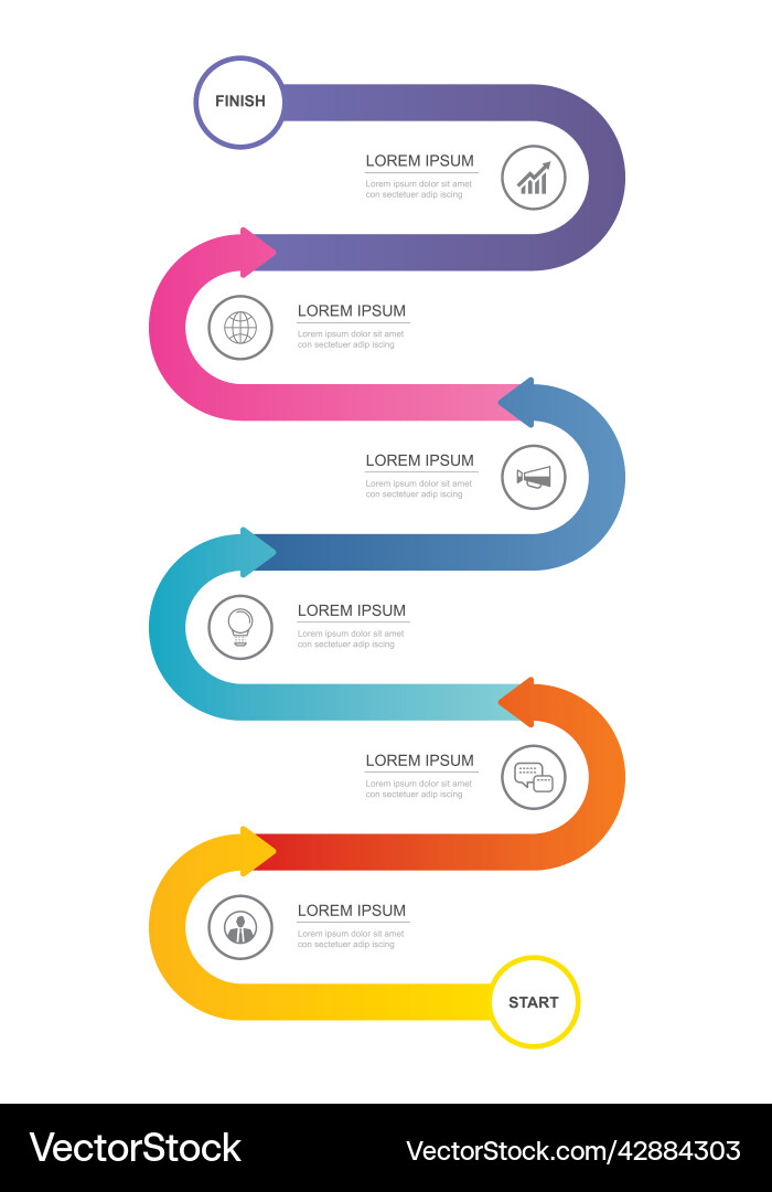 Infographics road timeline with 6 data template Vector Image