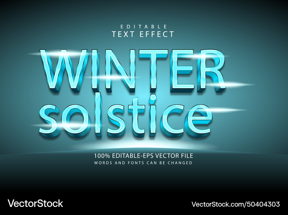 Winter solstice editable text effect 3 dimension Vector Image