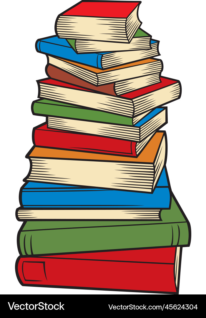 Big stack of books color Royalty Free Vector Image