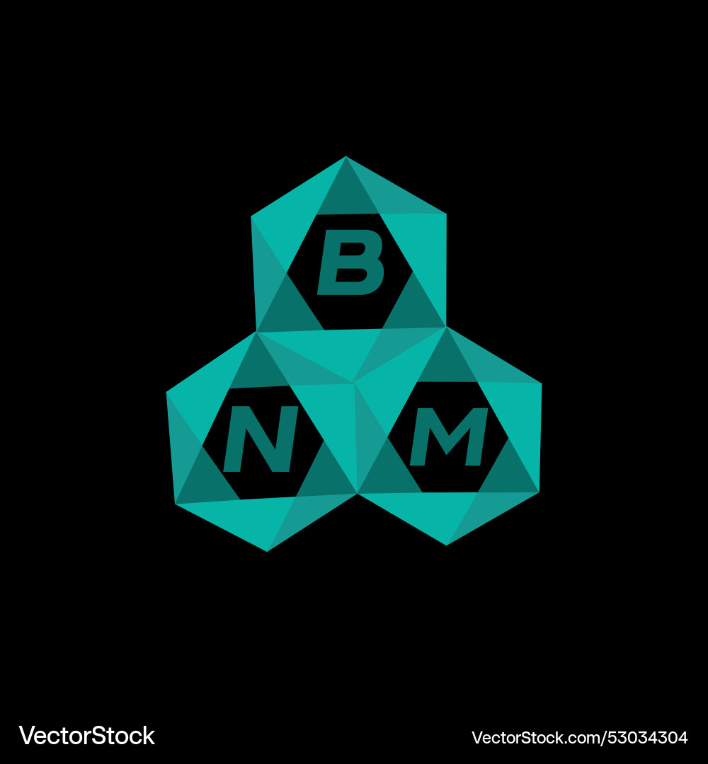 Bnm creative minimalist letter logo unique Vector Image