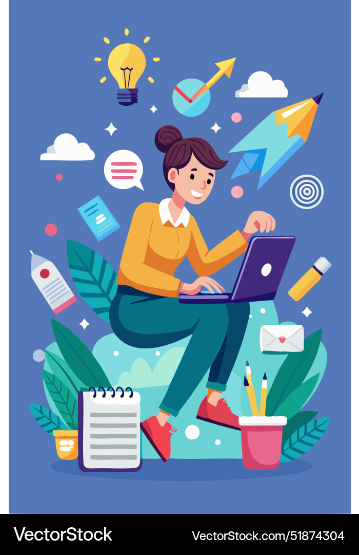 Creative writers digital journey Royalty Free Vector Image