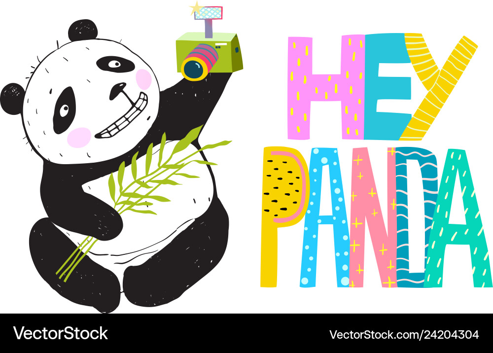 Funny Panda Selfie Cartoon Royalty Free Vector Image