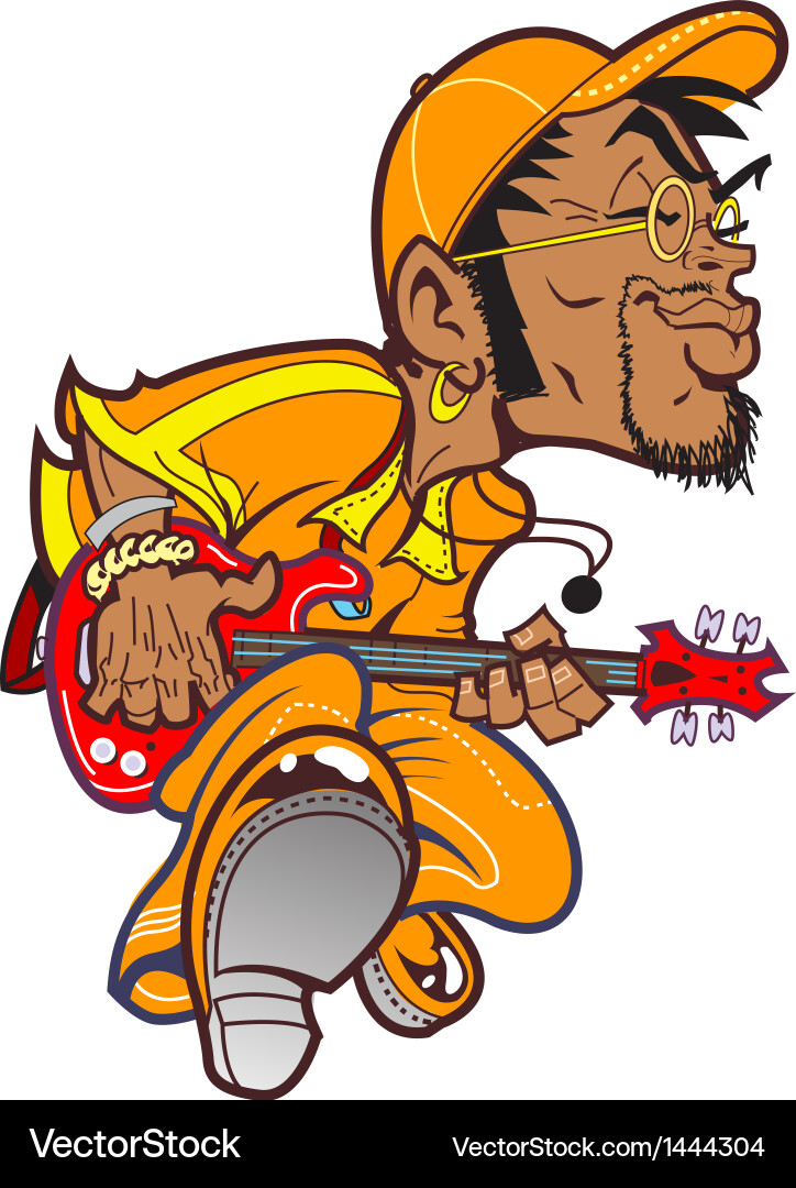 Grooving bass player Royalty Free Vector Image