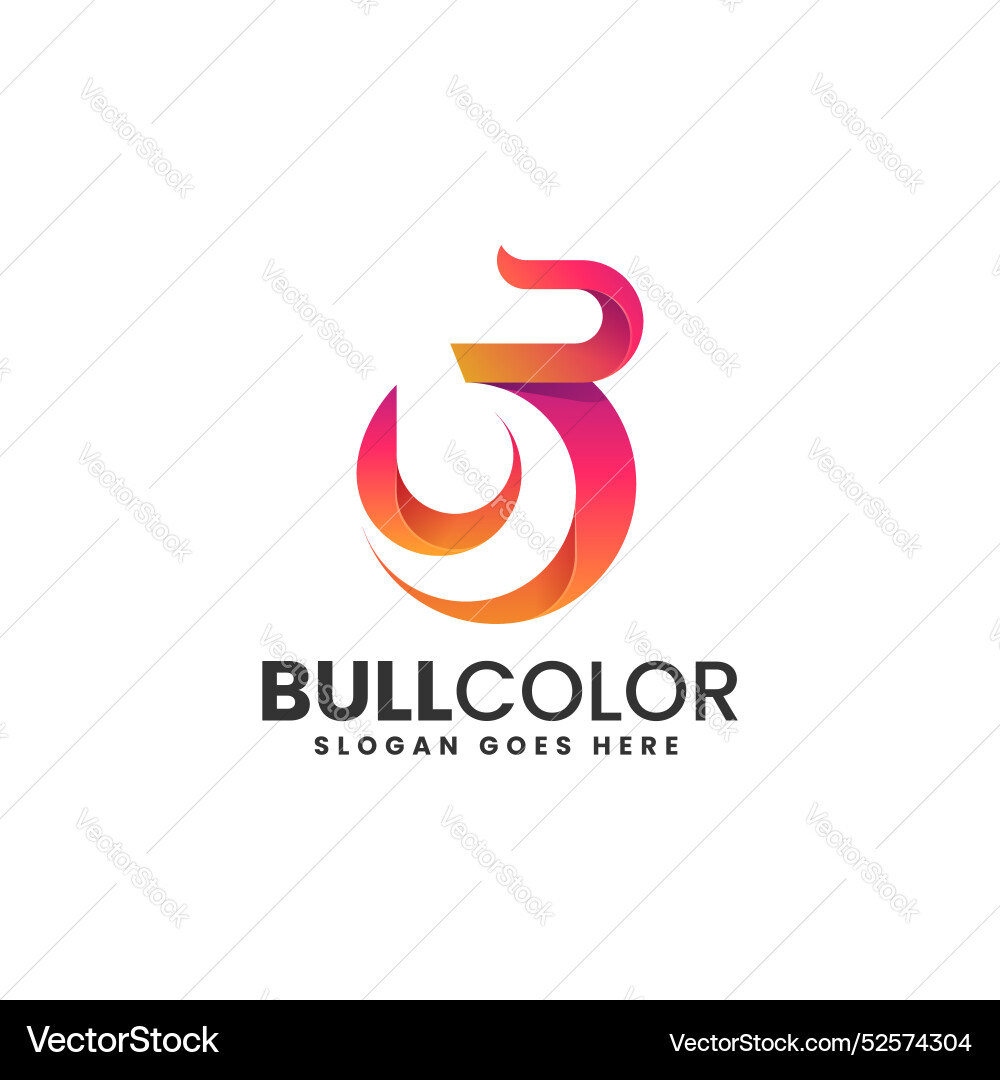 Logo bull gradient colorful style Royalty Free Vector Image