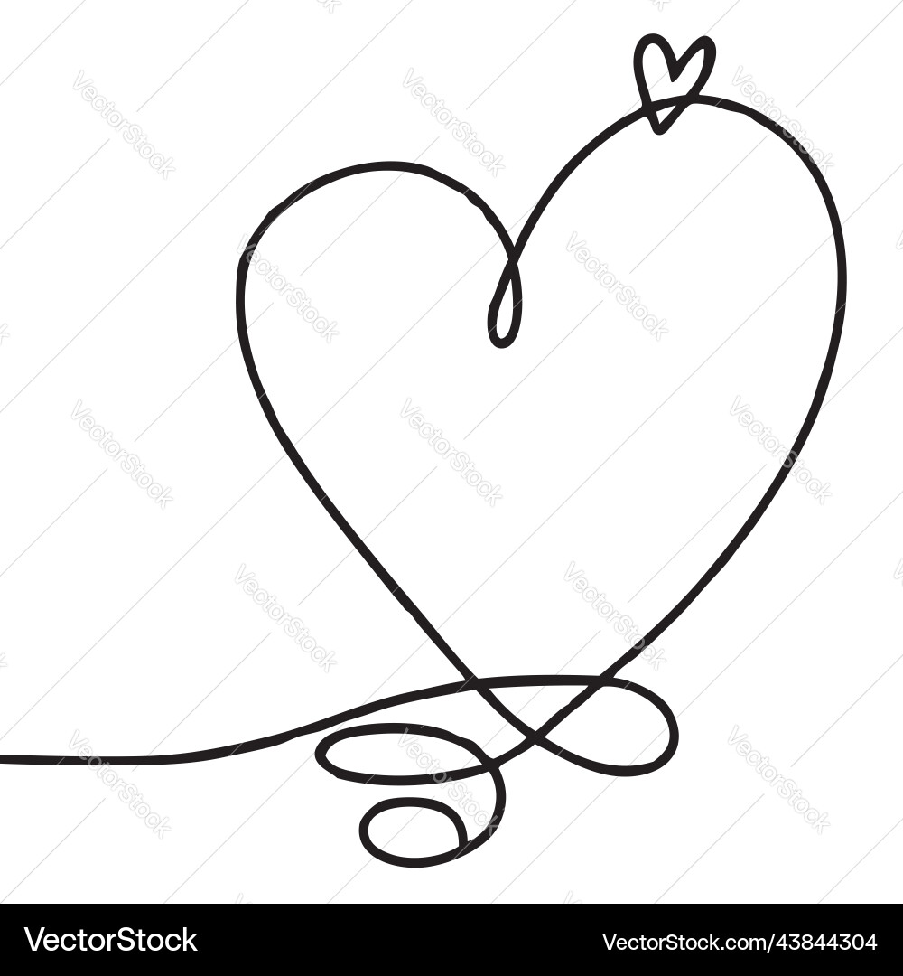 One line drawing heart shape valentines Royalty Free Vector