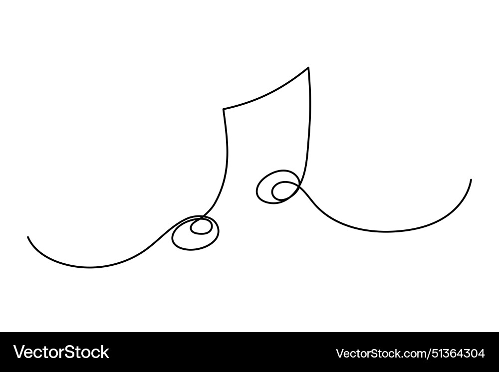 One line musical notes sketch outline continuous Vector Image