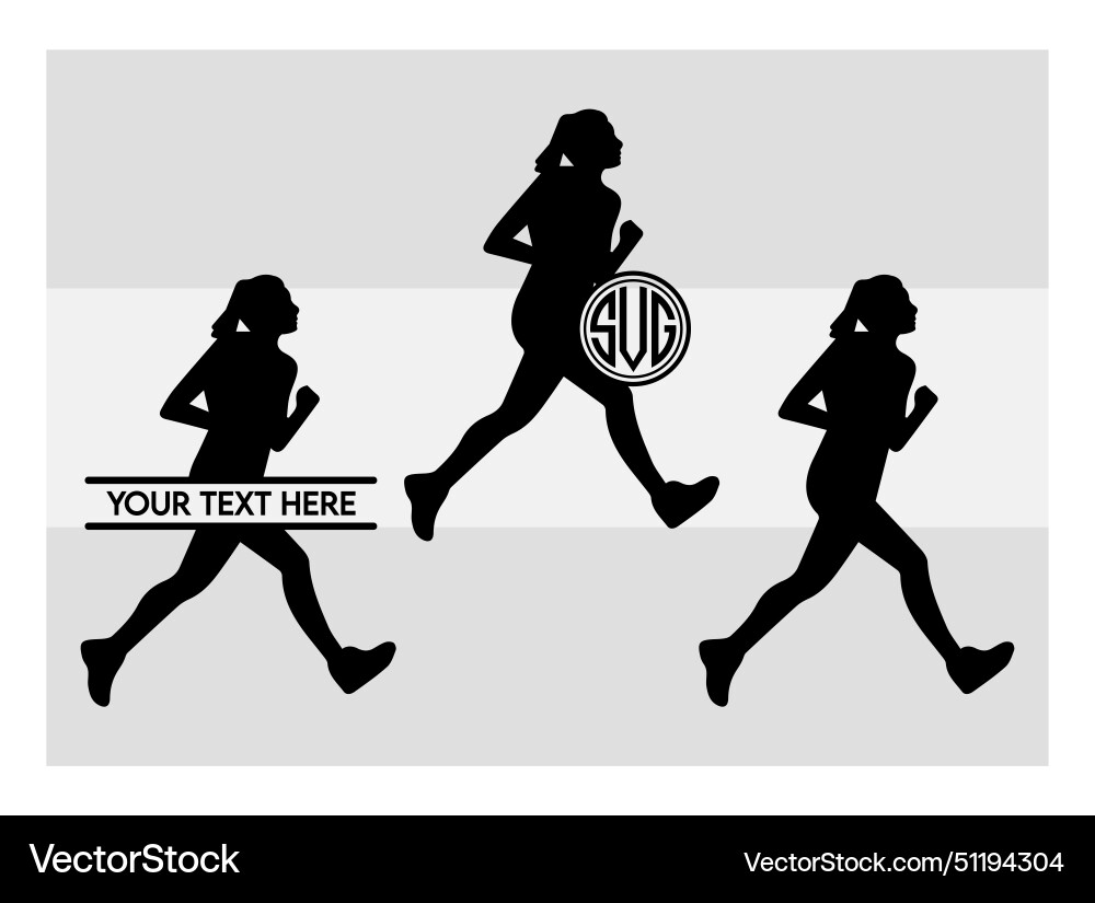 Running svg silhouette run runner monogram Vector Image