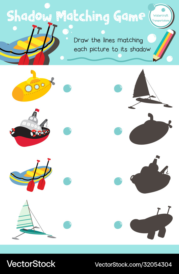 Shadow matching game transportation 3 Royalty Free Vector
