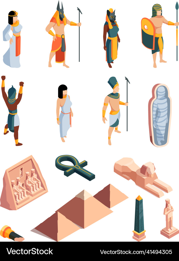 Ancient Egyptian Pharaohs & Pyramids Vector Image