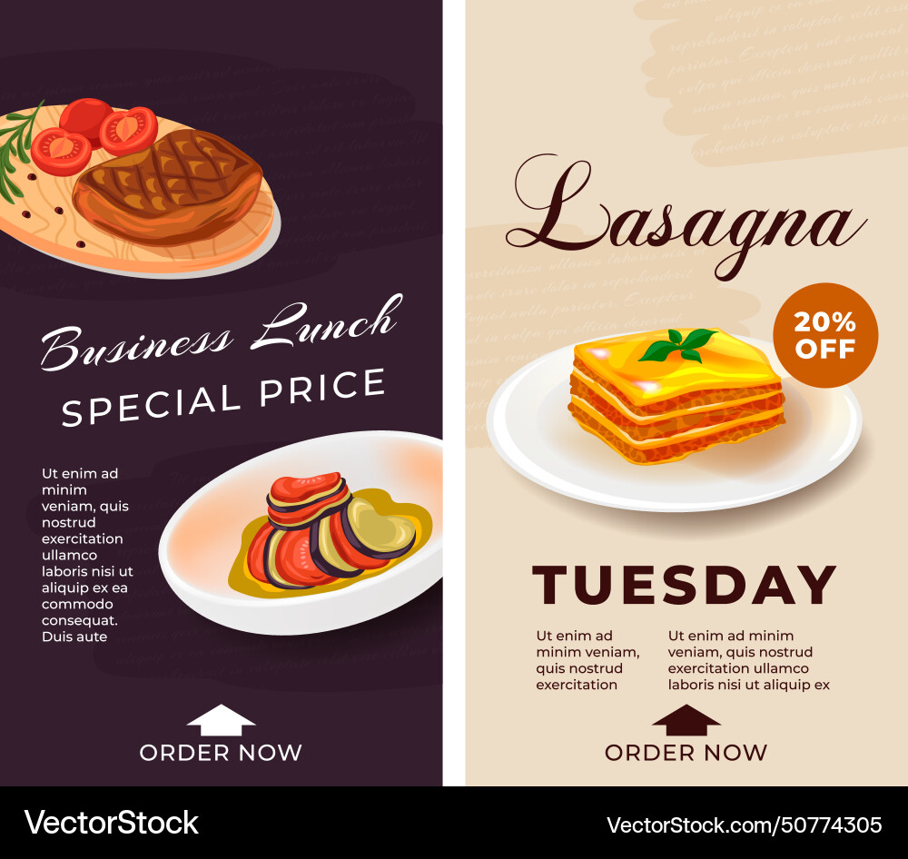 Business lunch special offer design Royalty Free Vector