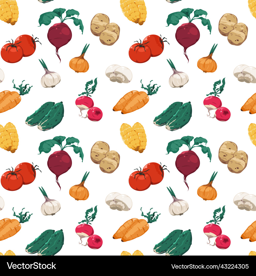 Cartoon vegetables pattern seamless print Vector Image