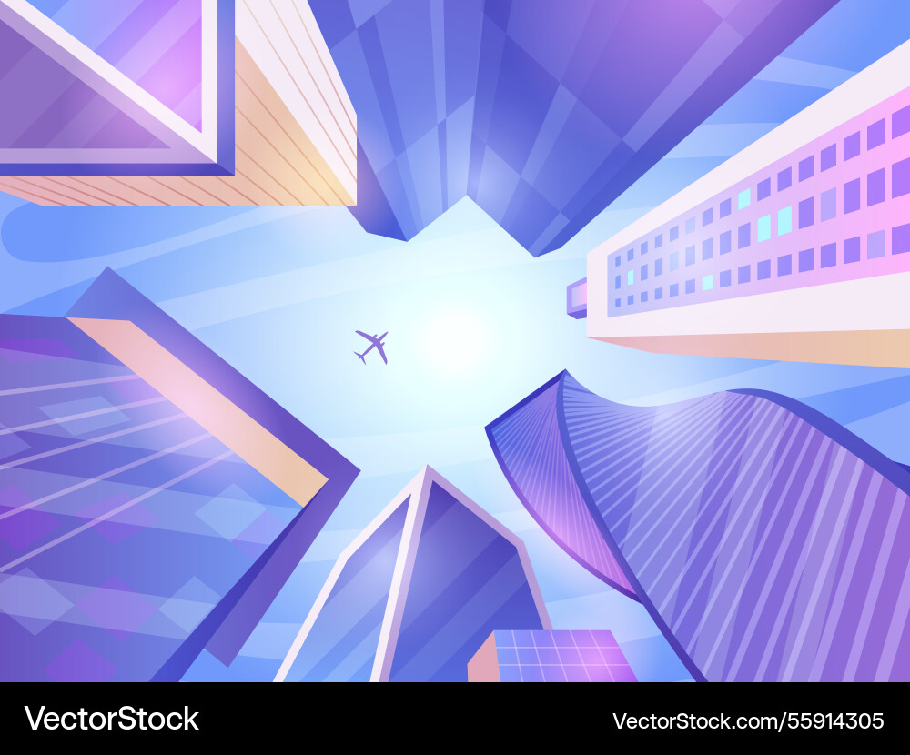 City buildings bottom view skyscraper tall town Vector Image