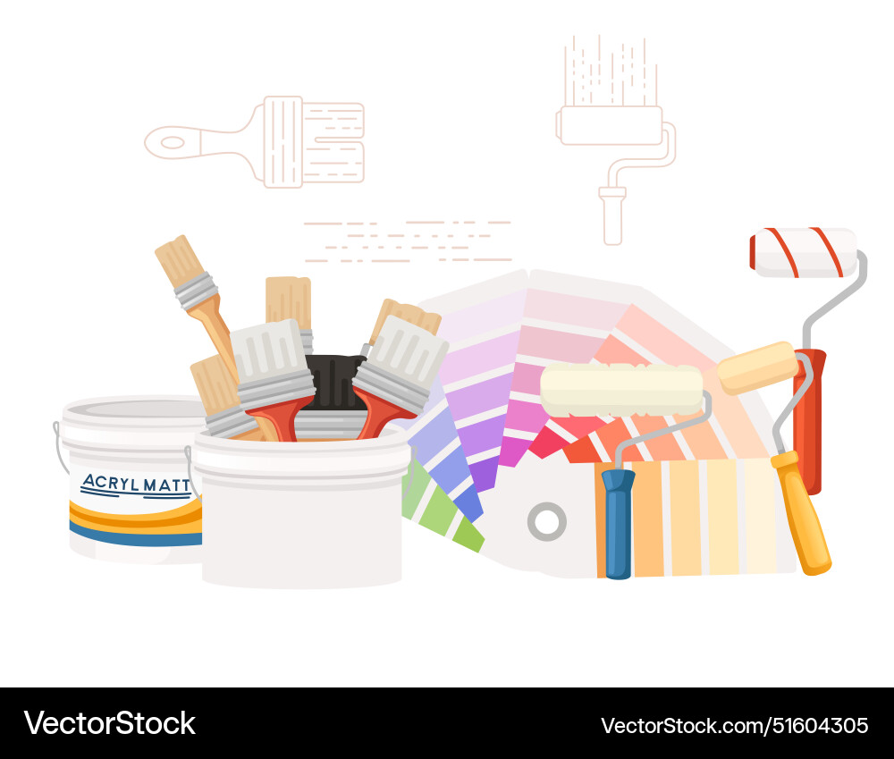 Colored pallet with brushes and acryl matt Vector Image