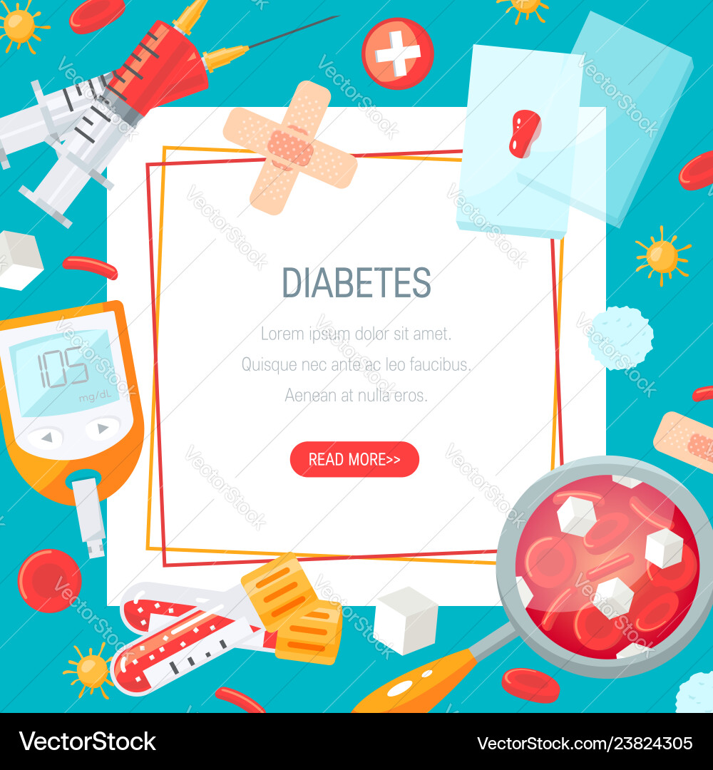 Diabetes concept in flat style design Royalty Free Vector