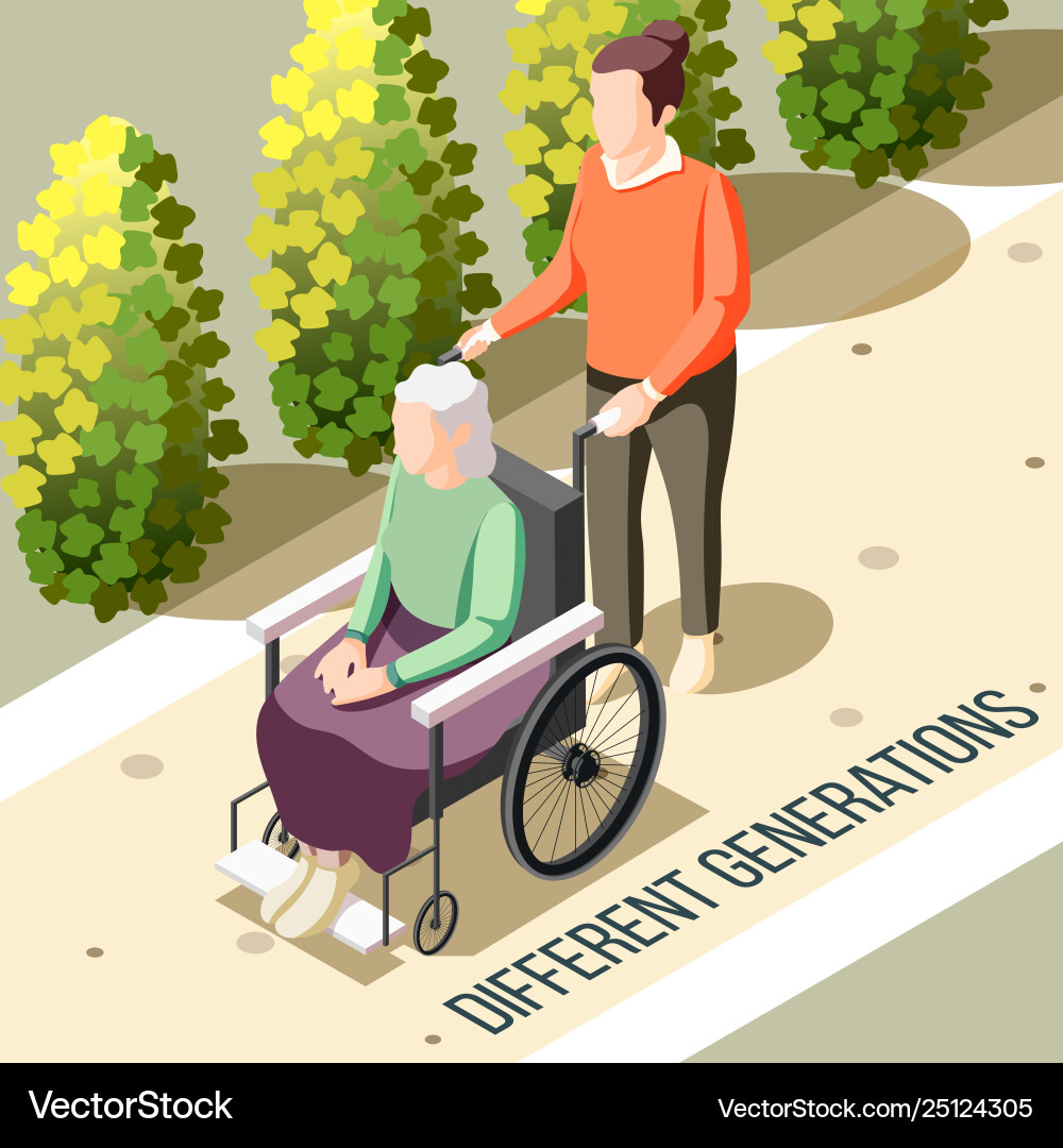 Different generations isometric background Vector Image