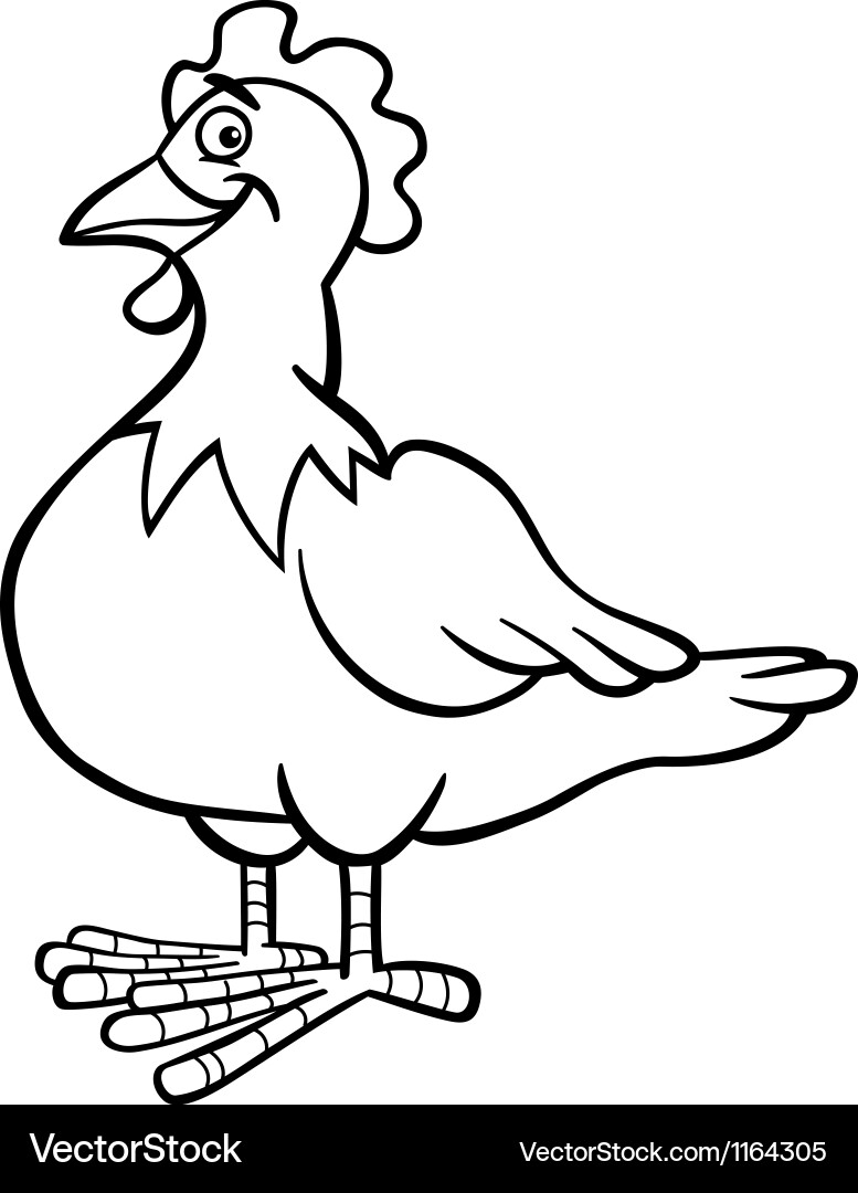 Farm hen cartoon for coloring book Royalty Free Vector Image