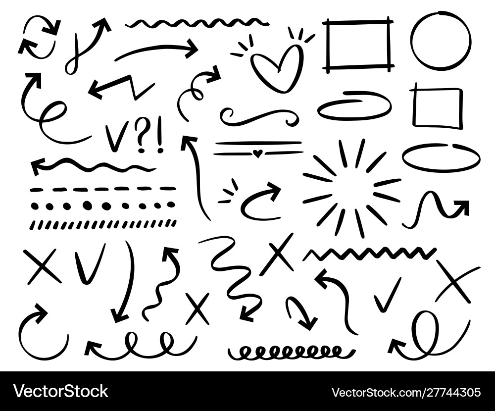 Hand Drawn Arrow Doodle Set Royalty Free Vector Image